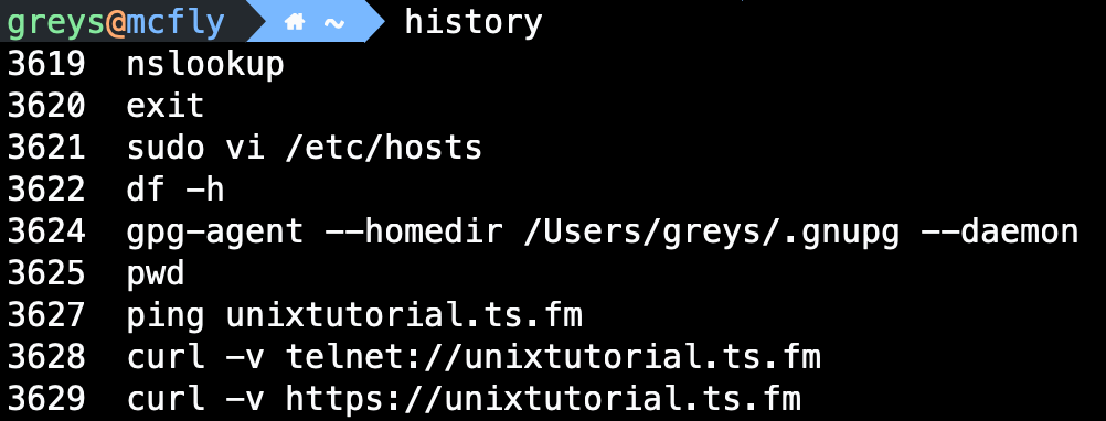 history - show command history in terminal | Unix Tutorial